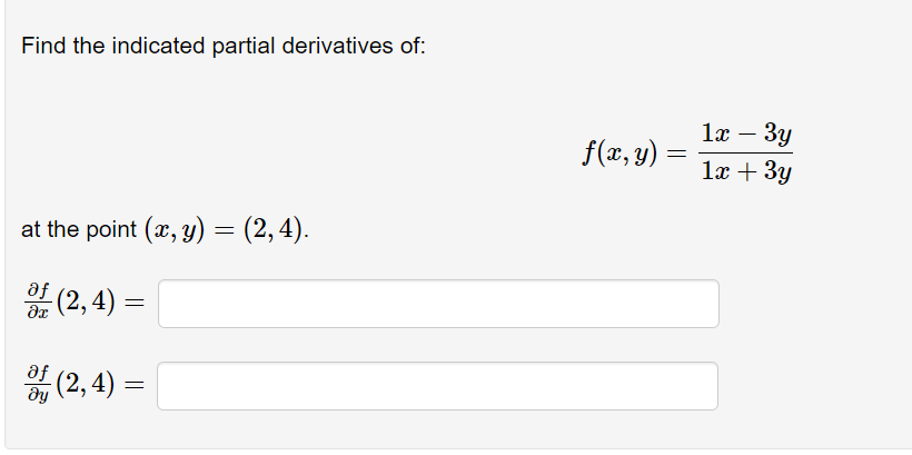 Solved Find the indicated partial derivatives of: | Chegg.com