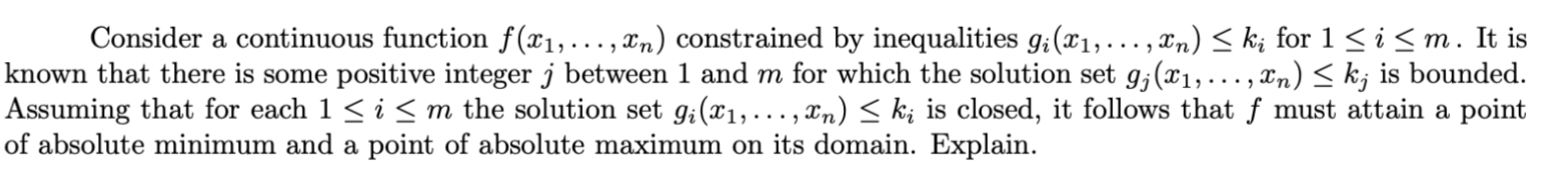 Solved Consider a continuous function f(x1, ... , Xn) | Chegg.com