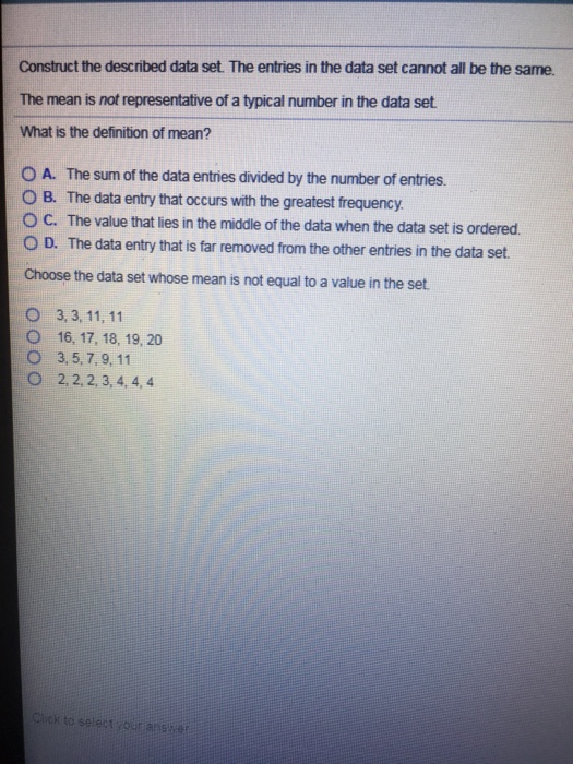 Solved Construct the described data set. The entries in the | Chegg.com