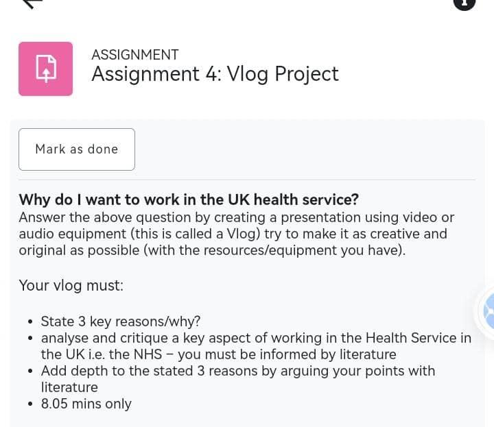 Solved ASSIGNMENT Assignment 4: Vlog Project Why do I want | Chegg.com