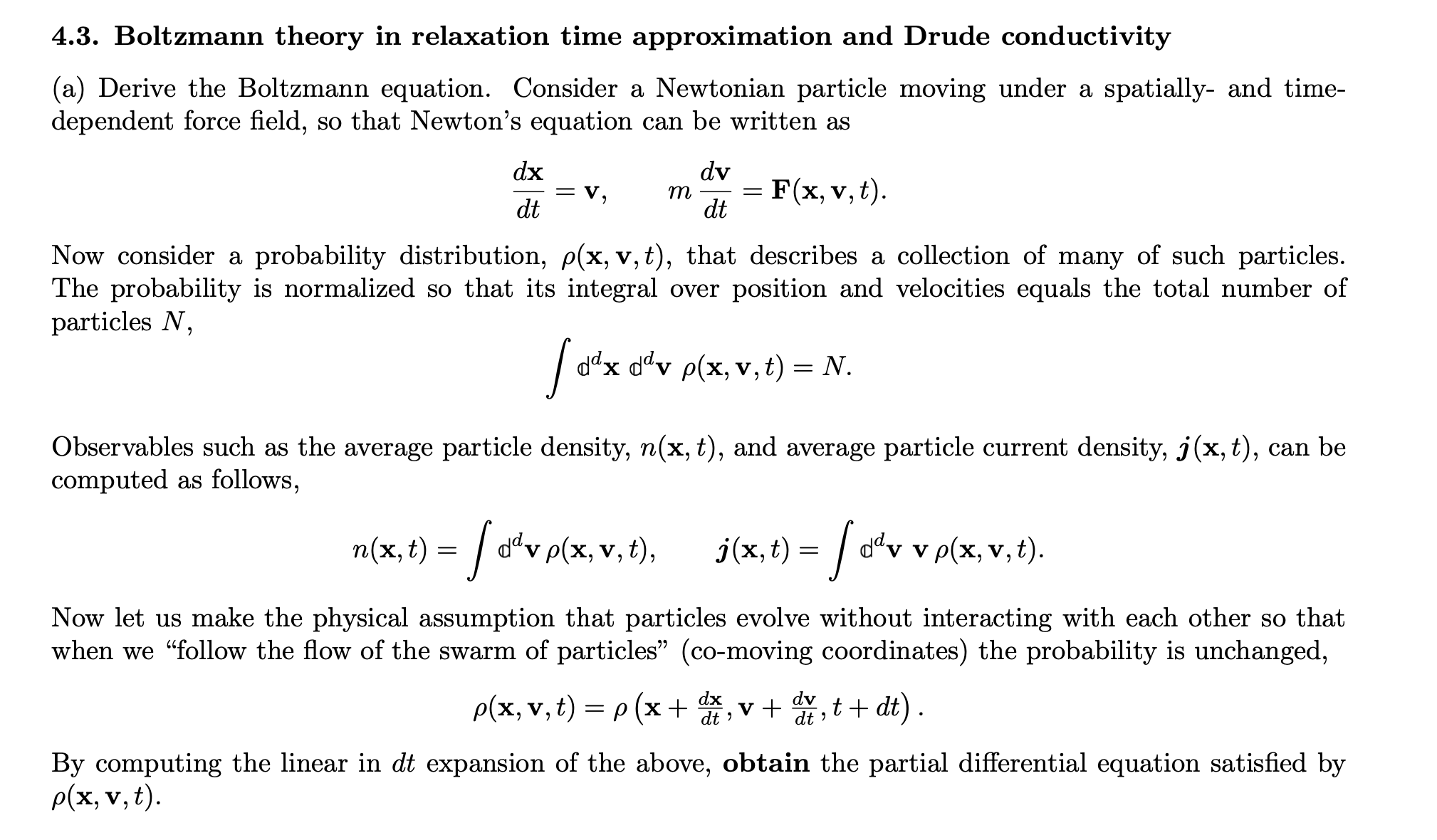 Solved 4.3. Boltzmann theory in relaxation time | Chegg.com