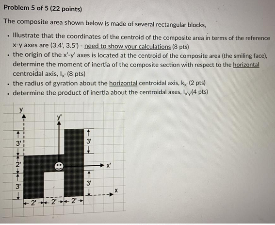 Solved Problem 5 of 5 (22 points) . The composite area shown | Chegg.com