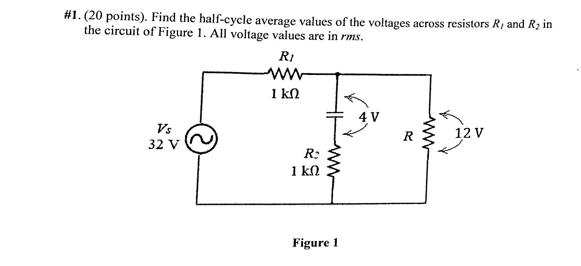 Solved #1. (20 points). Find the half-cycle average values | Chegg.com
