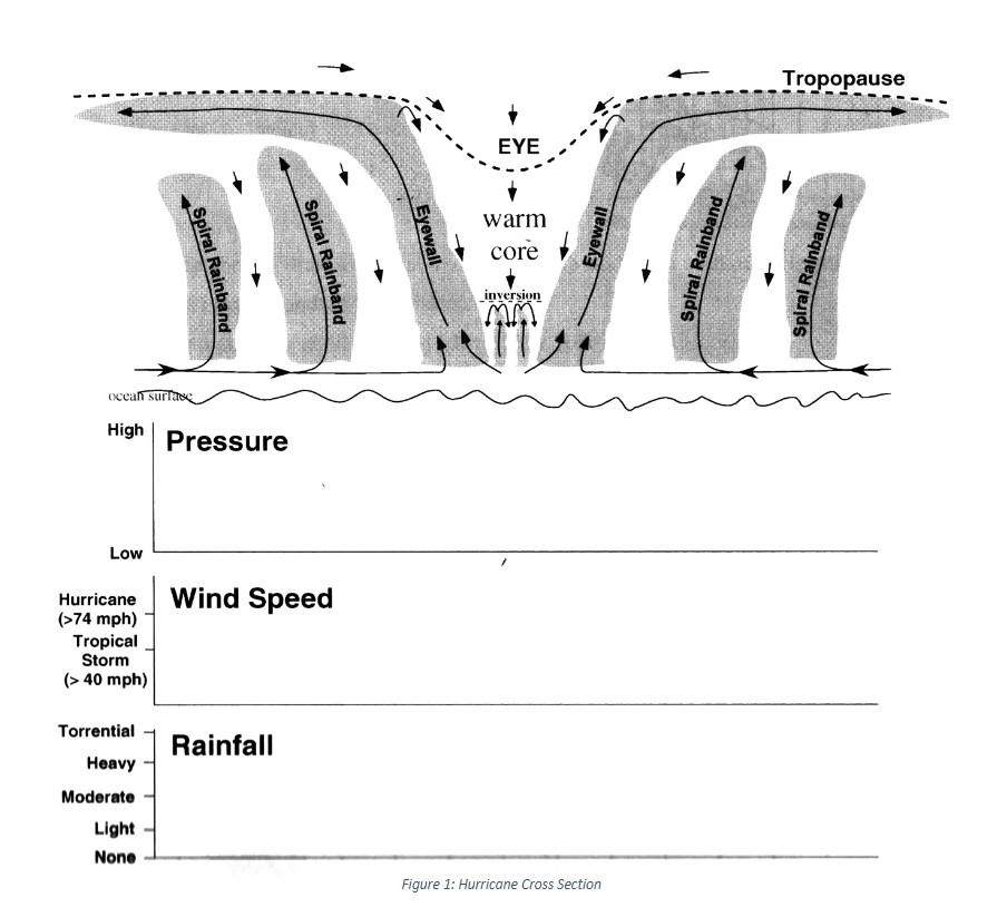 Solved In the cross section of the hurricane (Figure 1 at | Chegg.com