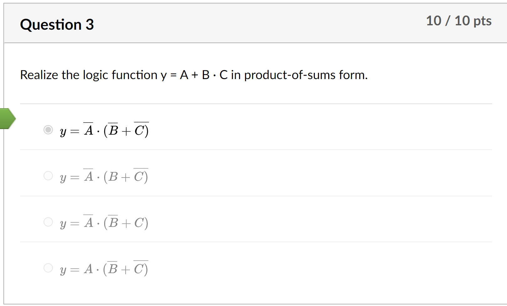 Solved 10 / 10 pts Question 3 Realize the logic function y = | Chegg.com