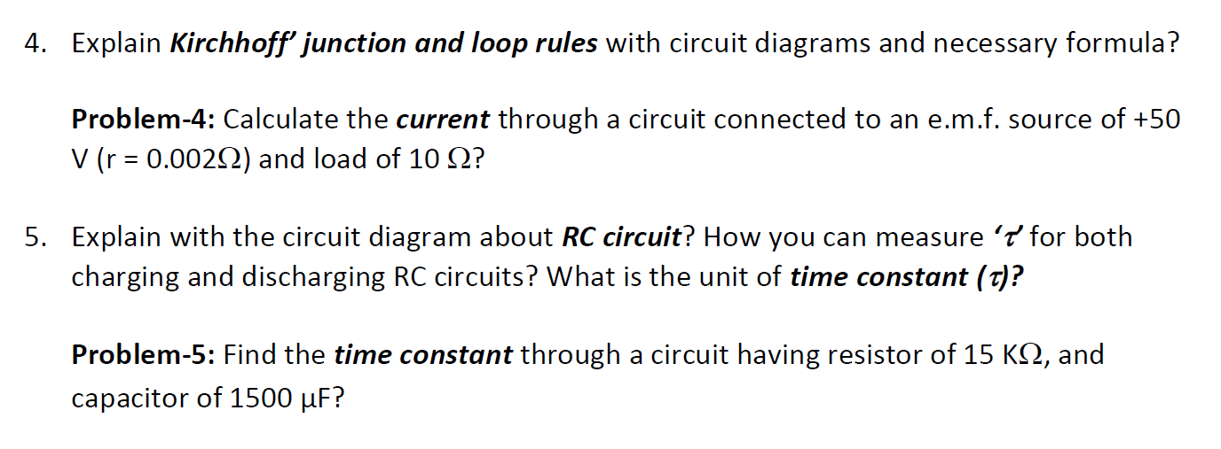 Solved Explain Kirchhoff' junction and loop rules with | Chegg.com