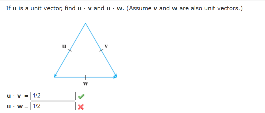 Solved If u is a unit vector, find u v and u w. (Assume v | Chegg.com