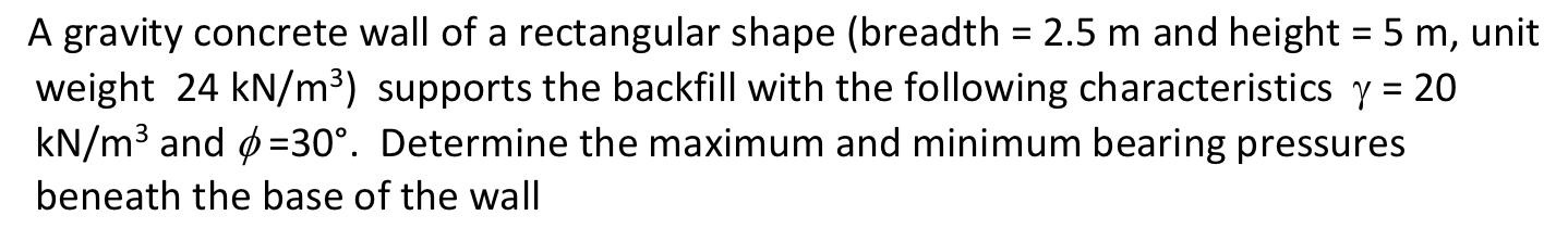 Solved A gravity concrete wall of a rectangular shape | Chegg.com