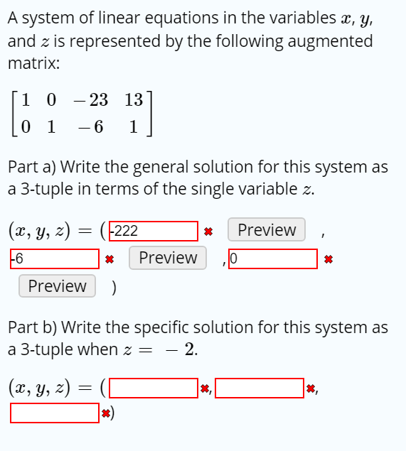 Solved A system of linear equations in the variables x, y, | Chegg.com