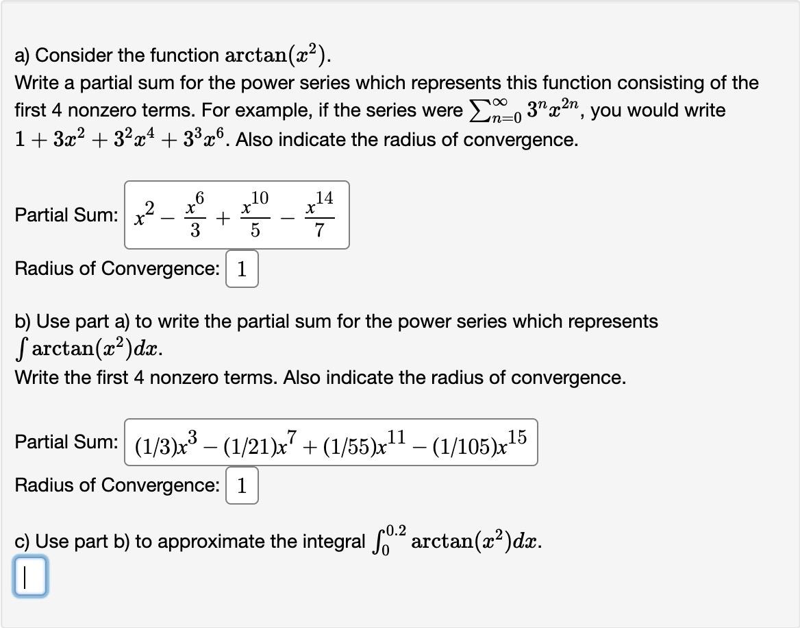 Solved a) Consider the function arctan(x2). Write a partial | Chegg.com
