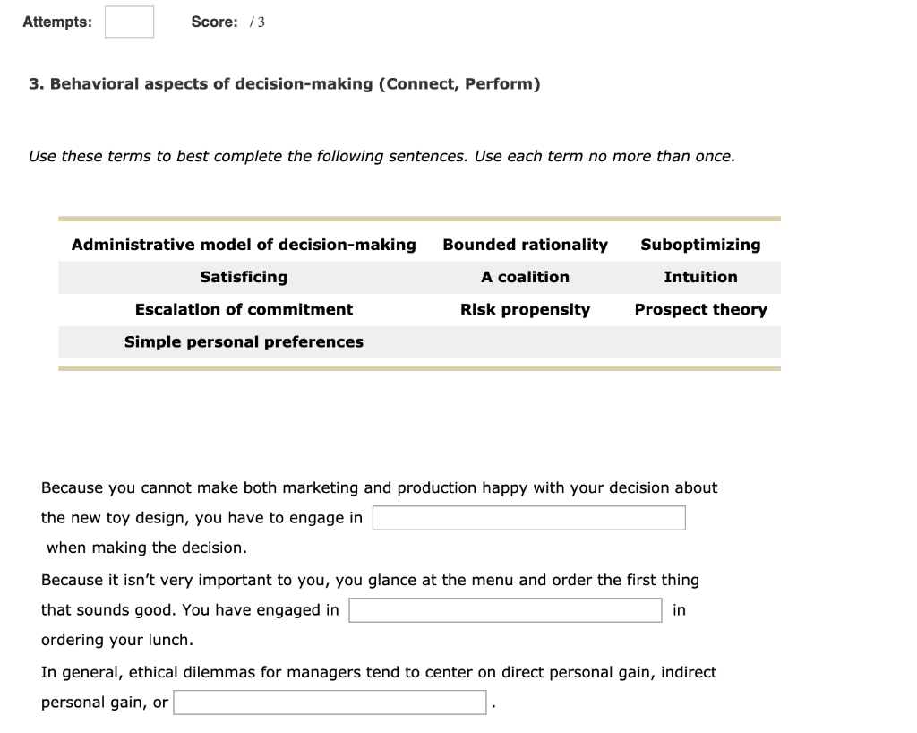 Solved Attempts: Score: 13 3. Behavioral aspects of | Chegg.com