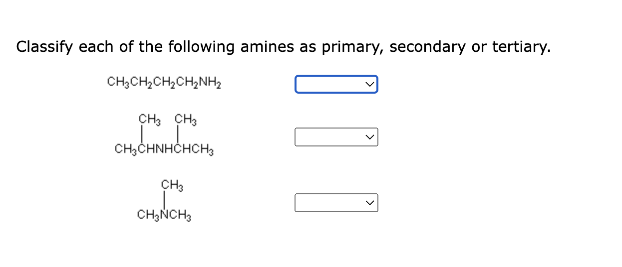 Solved Classify each of the following amines as primary, | Chegg.com