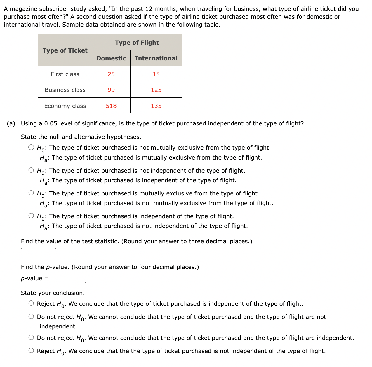 Solved A magazine subscriber study asked, "In the past 12 | Chegg.com