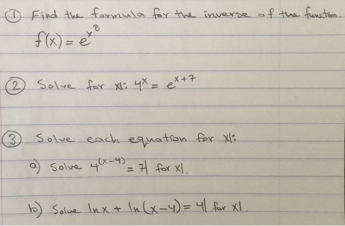 Solved Find the formula for the inverse of the function f(x) | Chegg.com