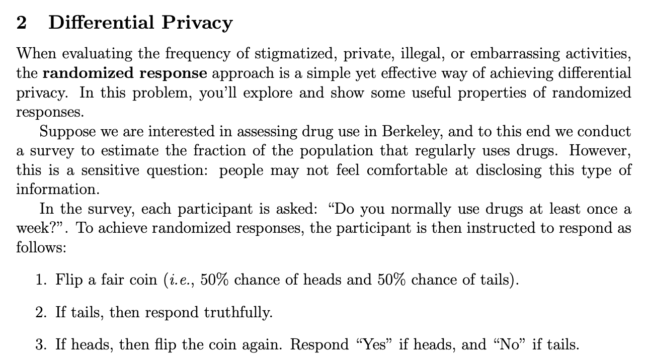 Solved 2 Differential Privacy When evaluating the frequency | Chegg.com