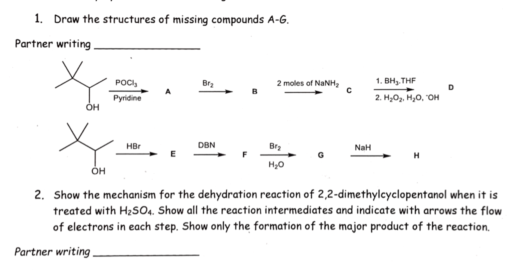 Solved 1. Draw the structures of missing compounds A-G. | Chegg.com