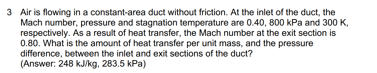 Solved 3 Air is flowing in a constant-area duct without | Chegg.com