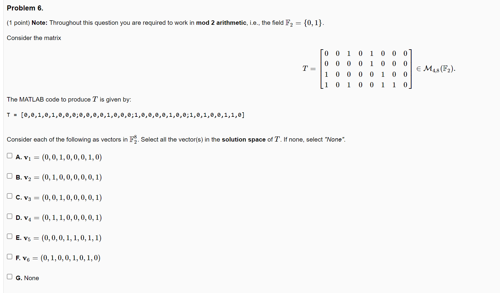 Solved Problem 6. (1 point) Note: Throughout this question | Chegg.com