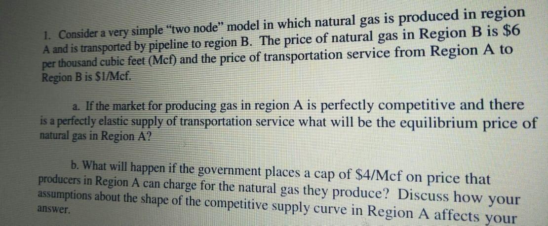 Solved 1. Consider a very simple "two node” model in which | Chegg.com
