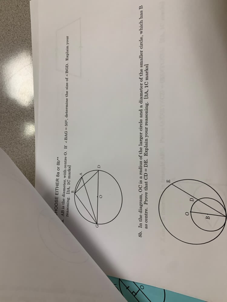Solved HOOSE EITHER 8a or 8 b∗ A. AB is the diameter, with | Chegg.com