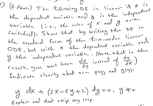 Solved the standard form of the first-order linear. ODE, but | Chegg.com