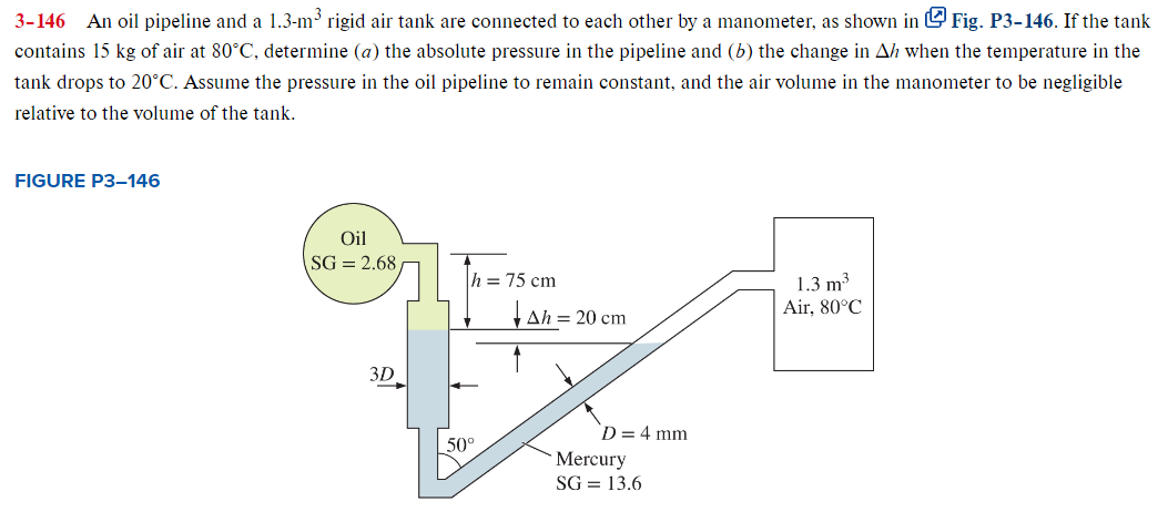 Solved 3-146 An oil pipeline and a \\( 1.3-\\mathrm{m}^{3} | Chegg.com