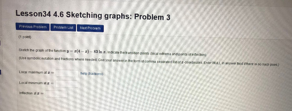 Solved Lesson34 4.6 Sketching graphs: Problem 3 Previous | Chegg.com
