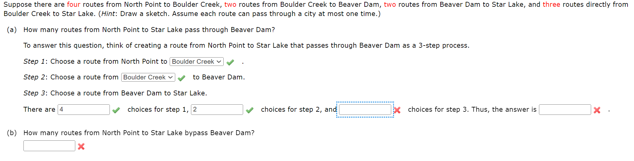 Solved Suppose there are four routes from North Point to | Chegg.com