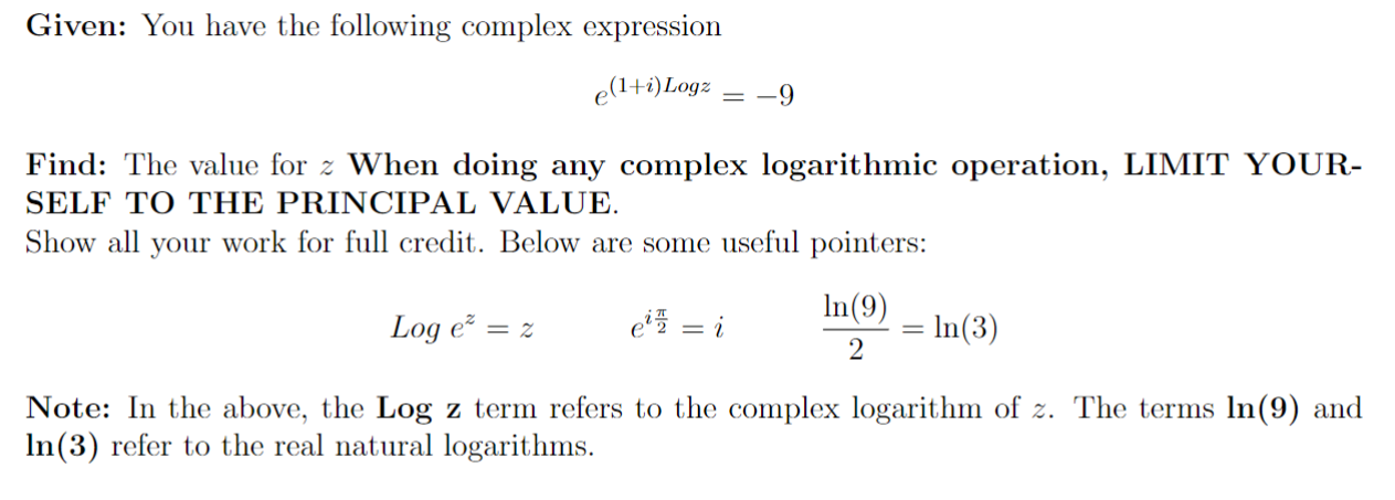 Solved Given: You have the following complex expression | Chegg.com