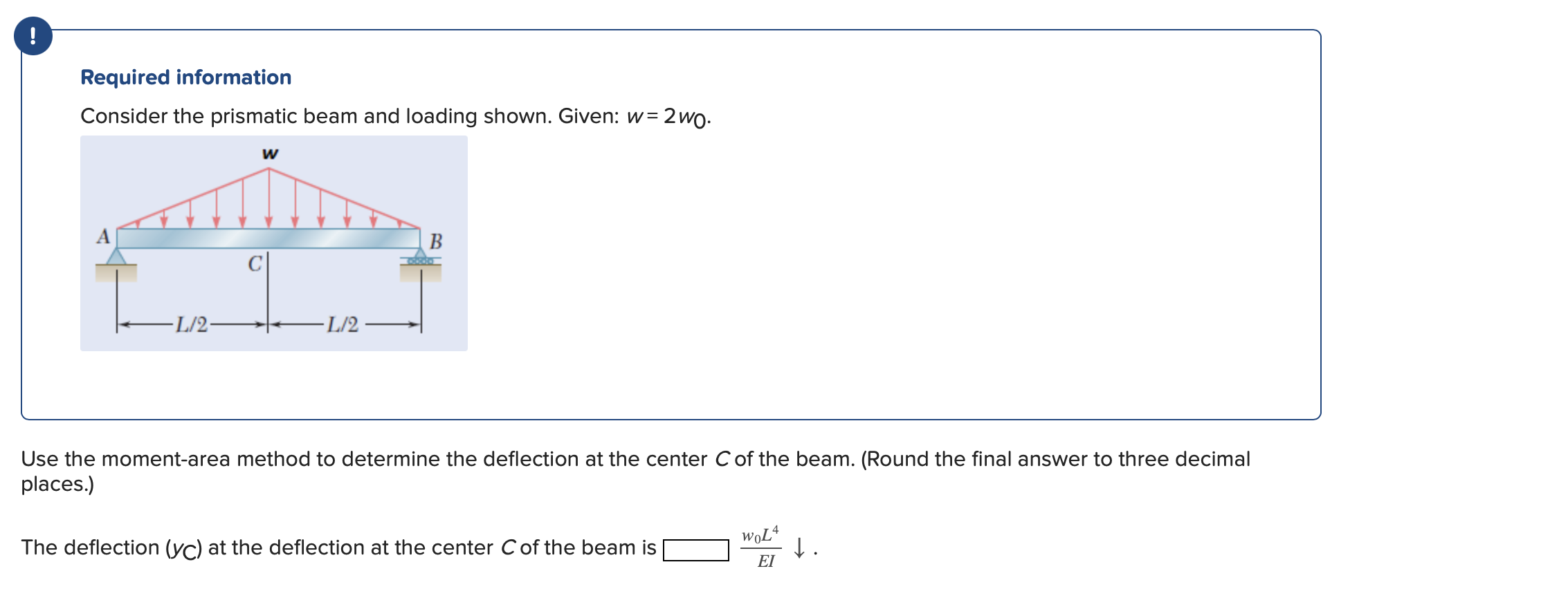 Solved ! Required information Consider the prismatic beam | Chegg.com