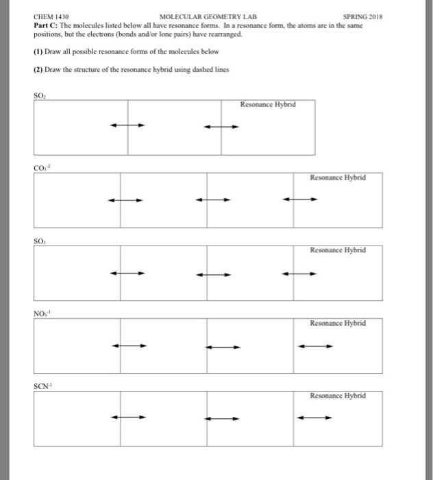 Solved CHEM 1430 MOLECULAR GEOMETRY LAB SPRING 2018 NAME LAB | Chegg.com