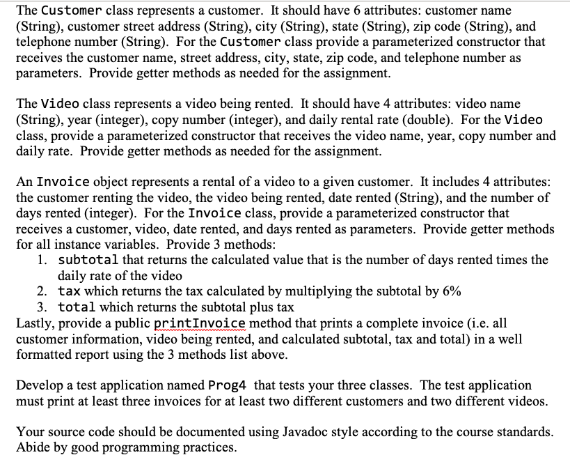 Solved The Customer class represents a customer. It should | Chegg.com