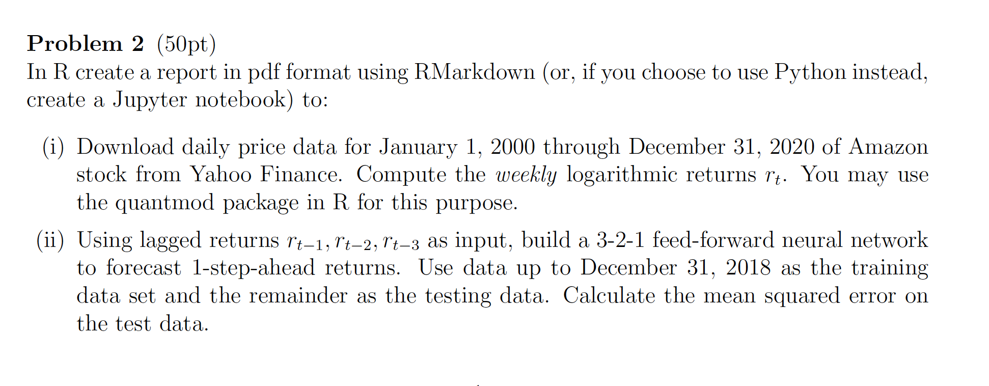 Problem 2 (50pt) In R create a report in pdf format | Chegg.com