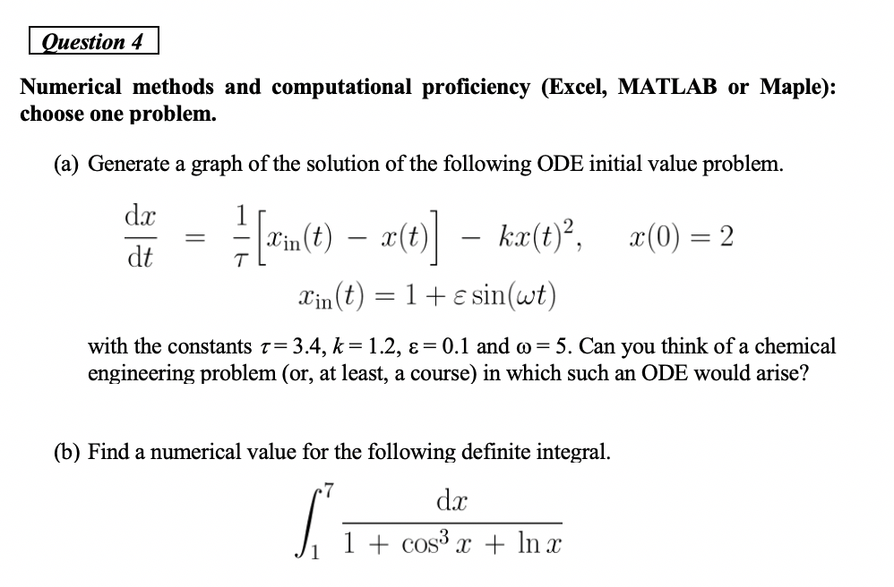 Solved Question 4 Numerical methods and computational | Chegg.com