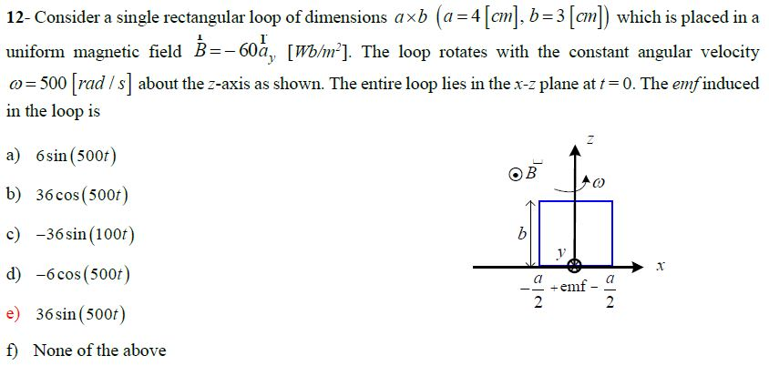 Solved 12- Consider a single rectangular loop of dimensions | Chegg.com