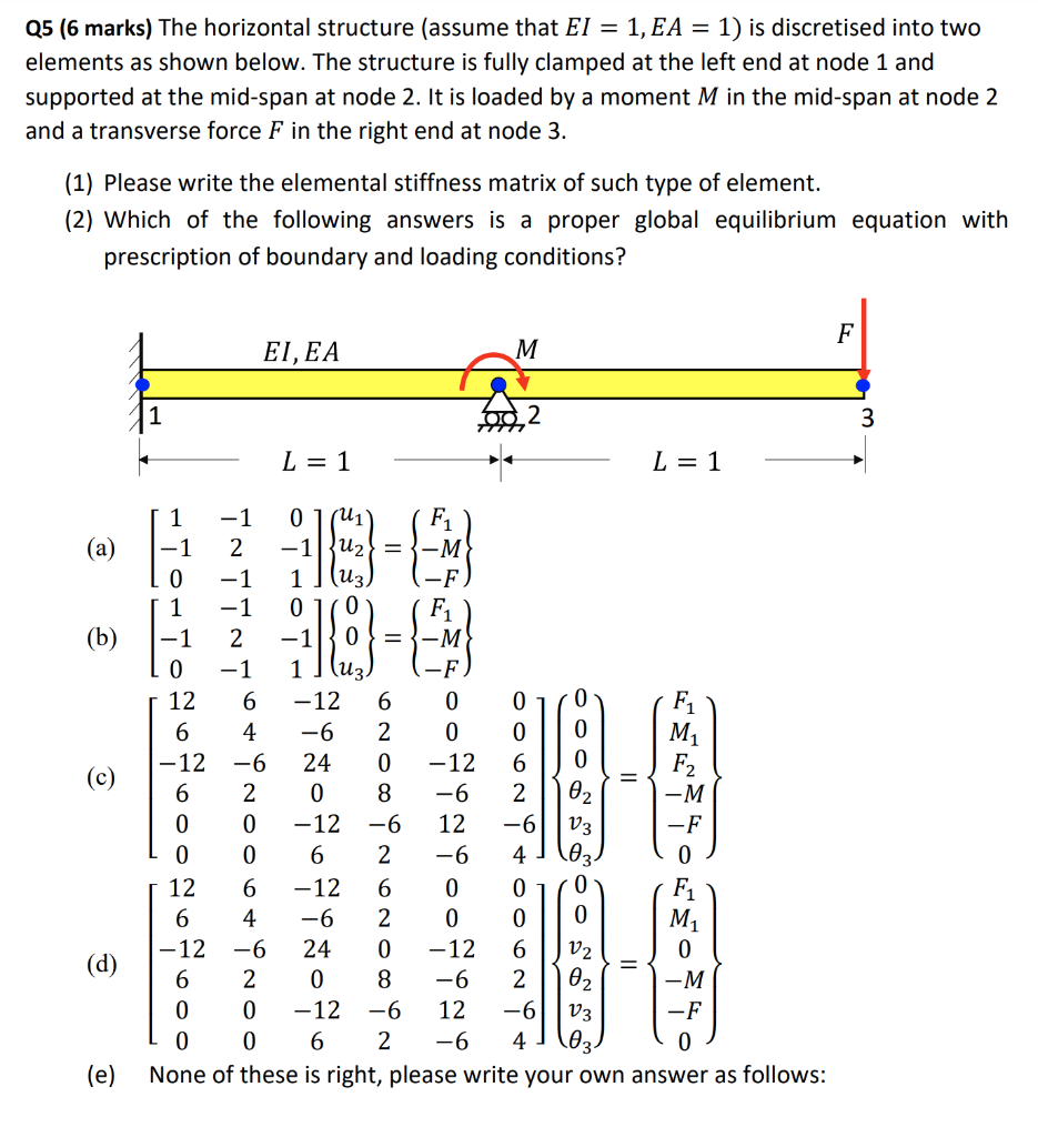 Solved Q5 (6 marks) The horizontal structure (assume that | Chegg.com