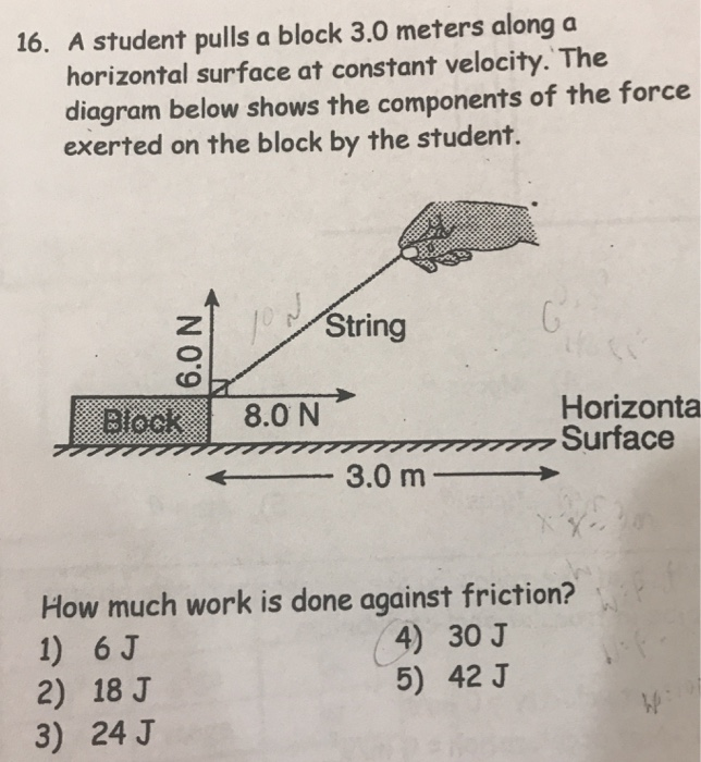 Solved 16. A student pulls a block 3.0 meters along a | Chegg.com