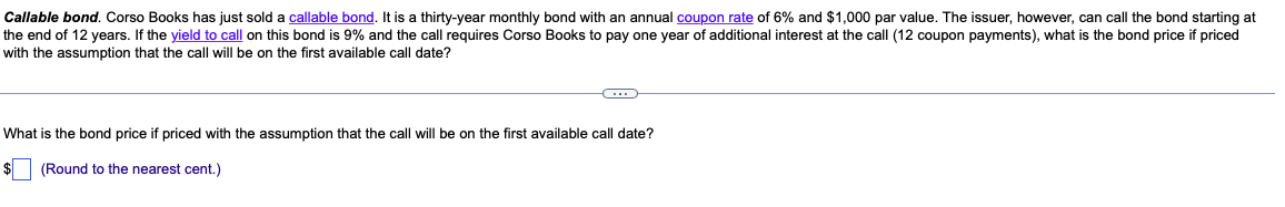 Solved Callable bond. Corso Books has just sold a callable | Chegg.com
