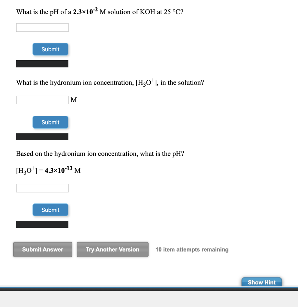 Solved TUTOR Strong Bases; Calculate pH [base] [H3O+] pH | Chegg.com