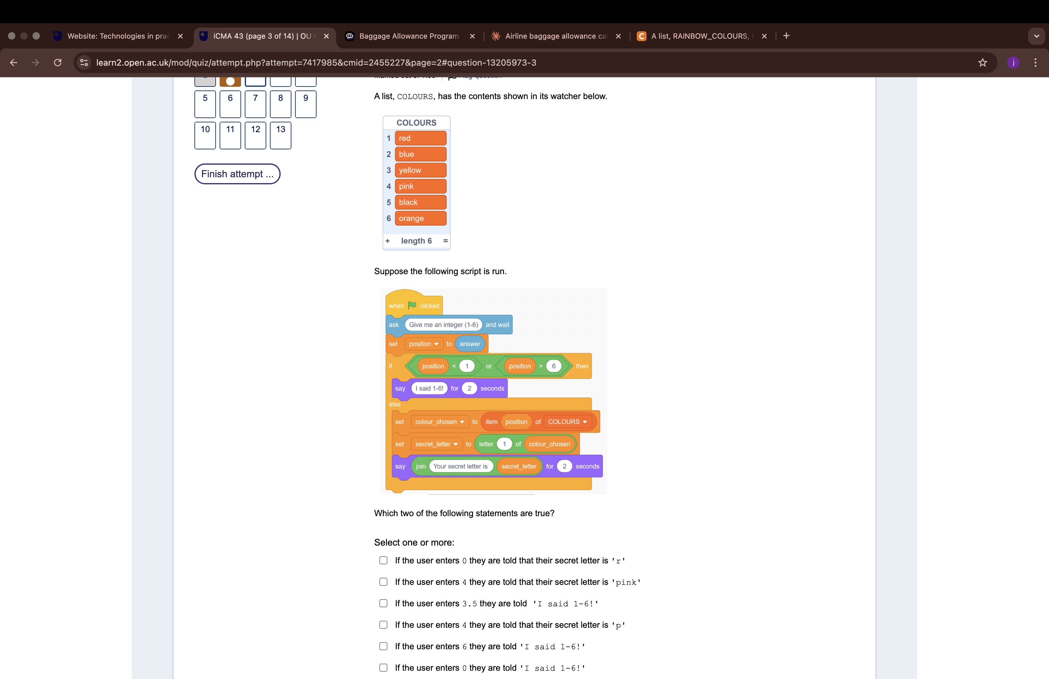Solved 5 6 7 8 9 11 12 13 ﻿Finish attempt ... ﻿A list, | Chegg.com