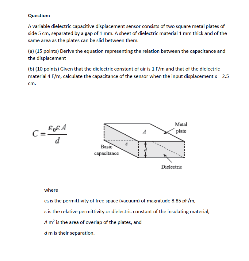 Solved Question: A variable dielectric capacitive | Chegg.com Solved Question: A variable dielectric capacitive | Chegg.com