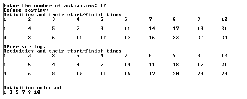 Solved Enter the nunber of activities: 10 Before sorting: | Chegg.com