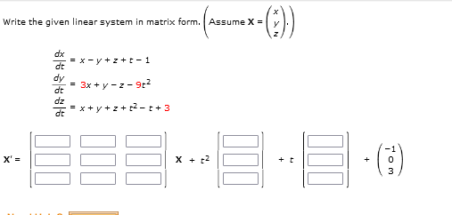 Solved Write the given linear system in matrix form. Assume | Chegg.com
