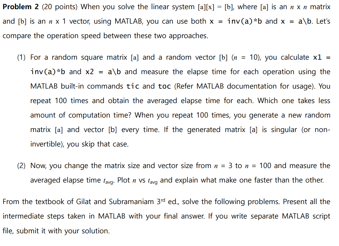 Solved Problem 2 (20 points) When you solve the linear | Chegg.com