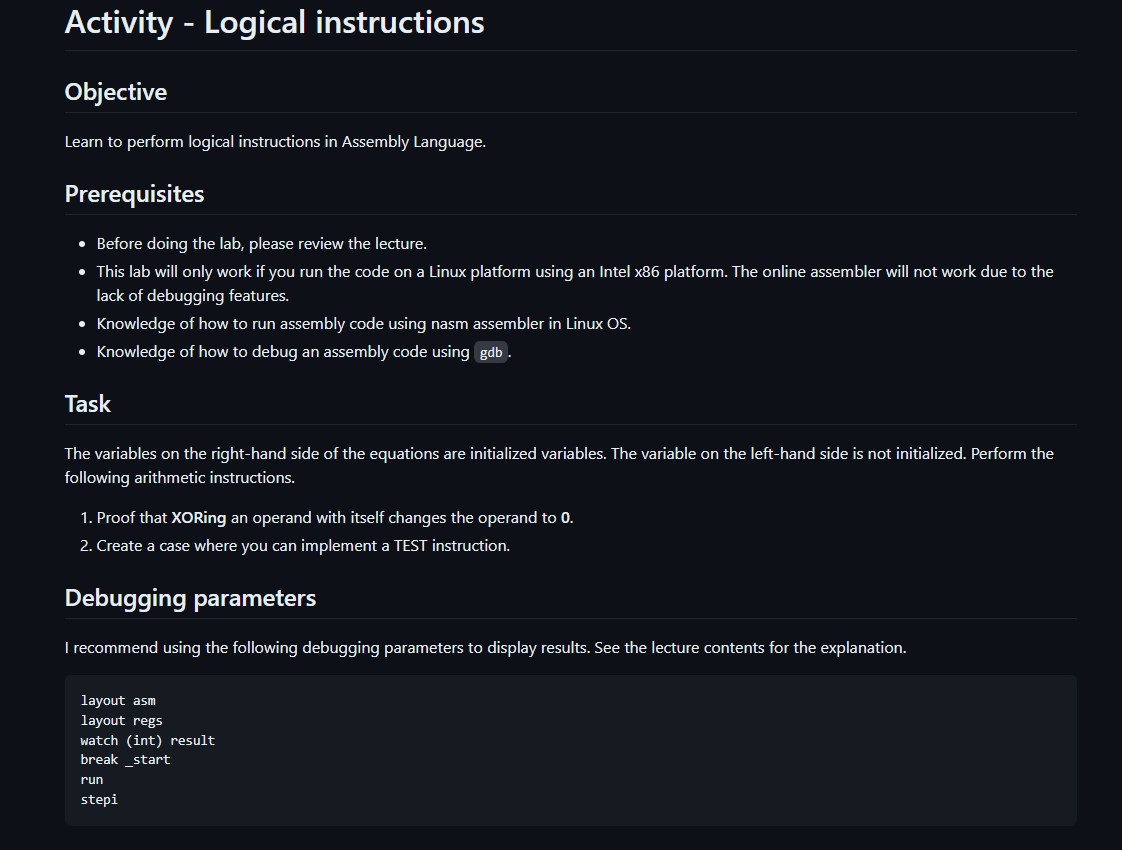 Solved Activity - Logical instructions Objective Learn to | Chegg.com