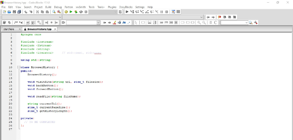Solved 3 X Browserhistoryhpp Codeblocks 1712 File Edit 4490
