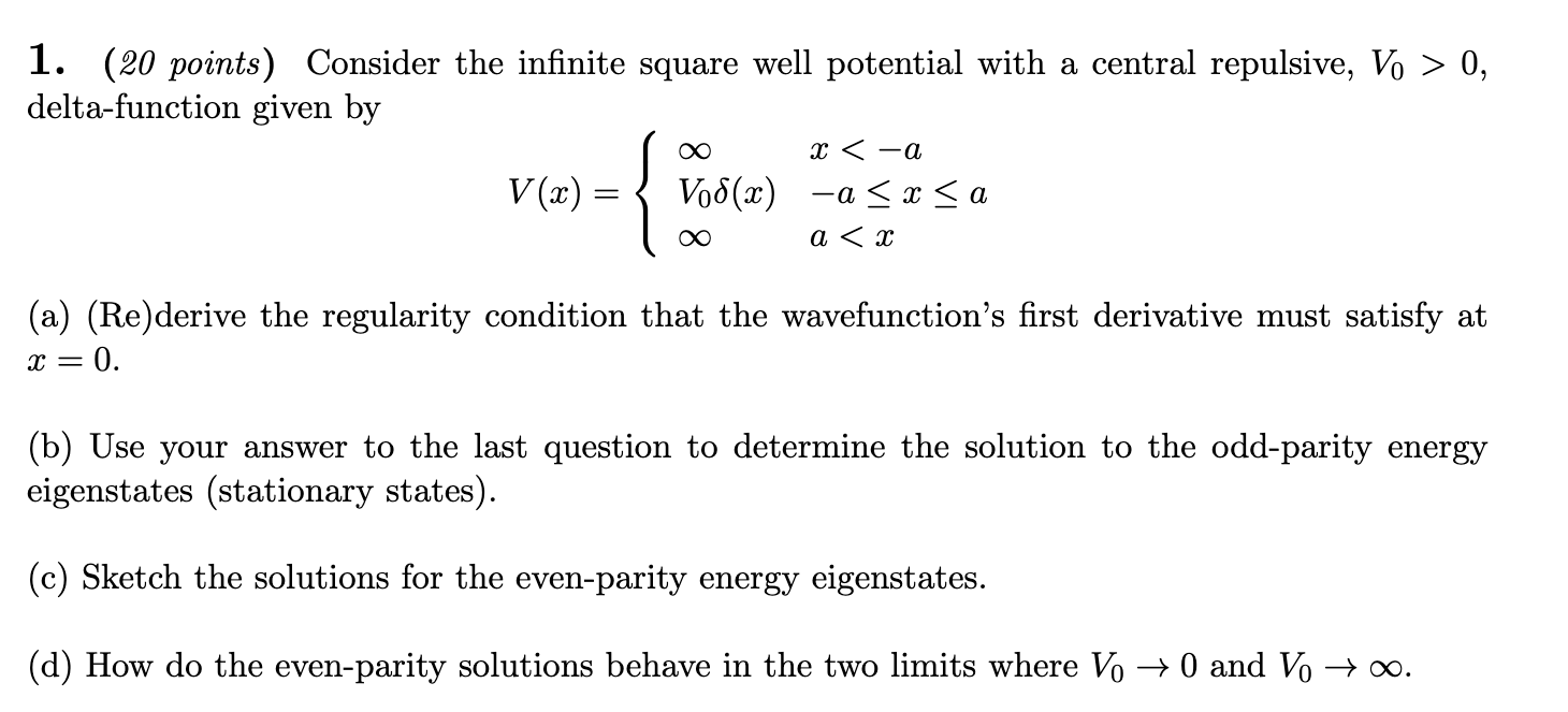 Solved 1. (20 points) Consider the infinite square well | Chegg.com