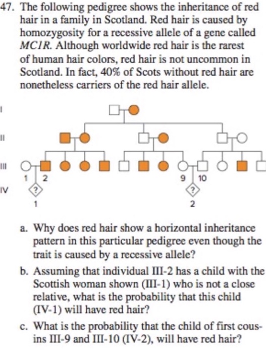 Solved 47. The following pedigree shows the inheritance of | Chegg.com