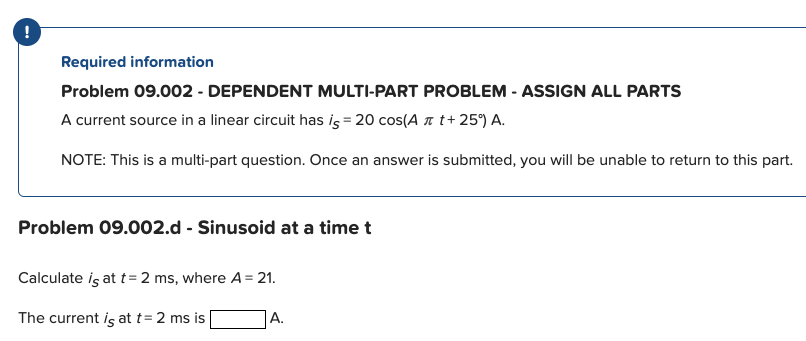 Solved ! Required information Problem 09.002 - DEPENDENT | Chegg.com