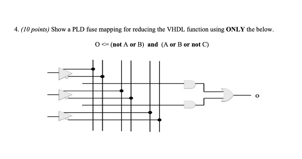 Solved 4. (10 points) Show a PLD fuse mapping for reducing | Chegg.com